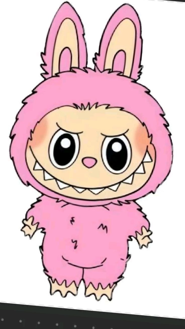 Drawing to Draw: Pink rabbit character with teeth