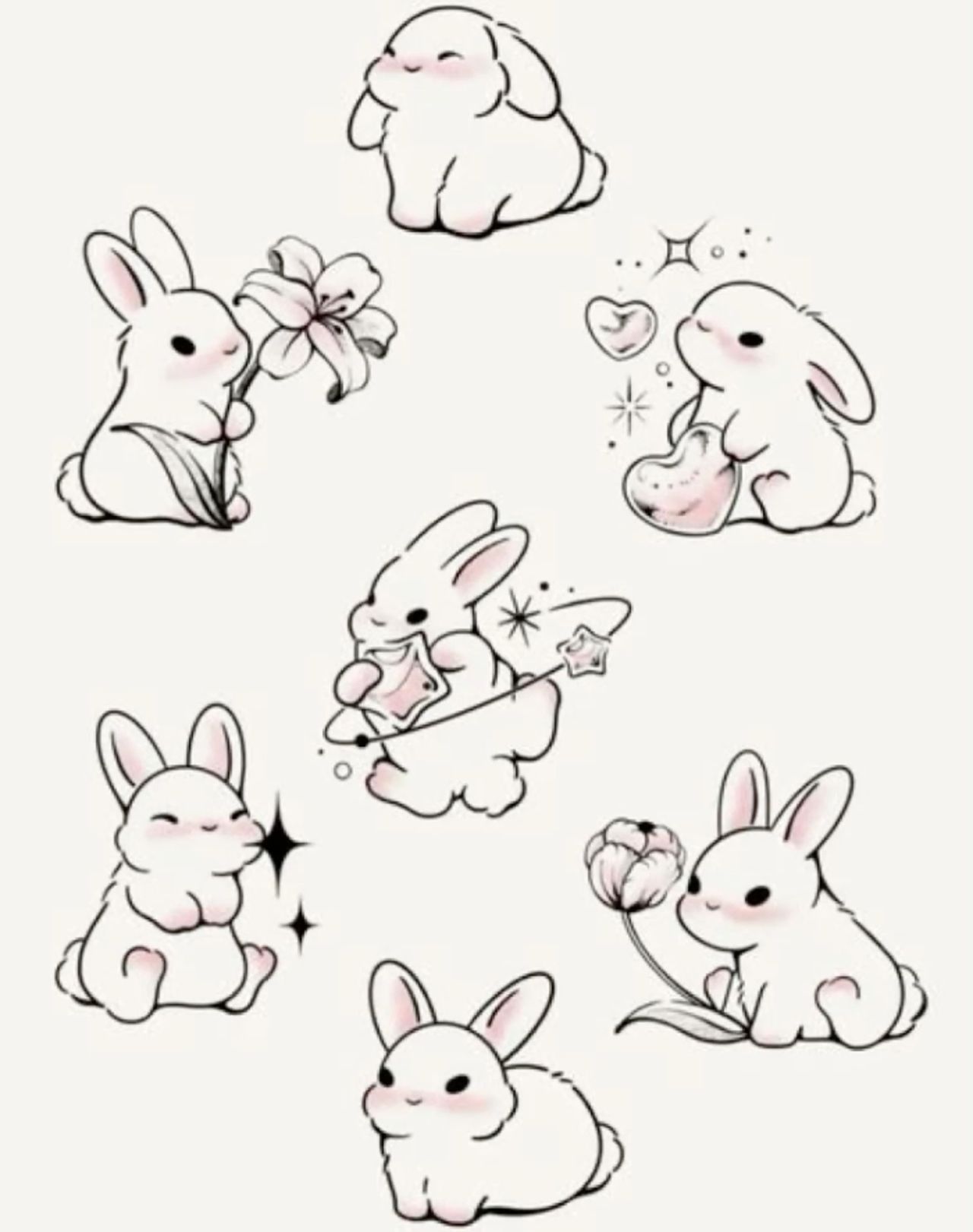Rabbit Drawing: Several cute rabbit poses to draw