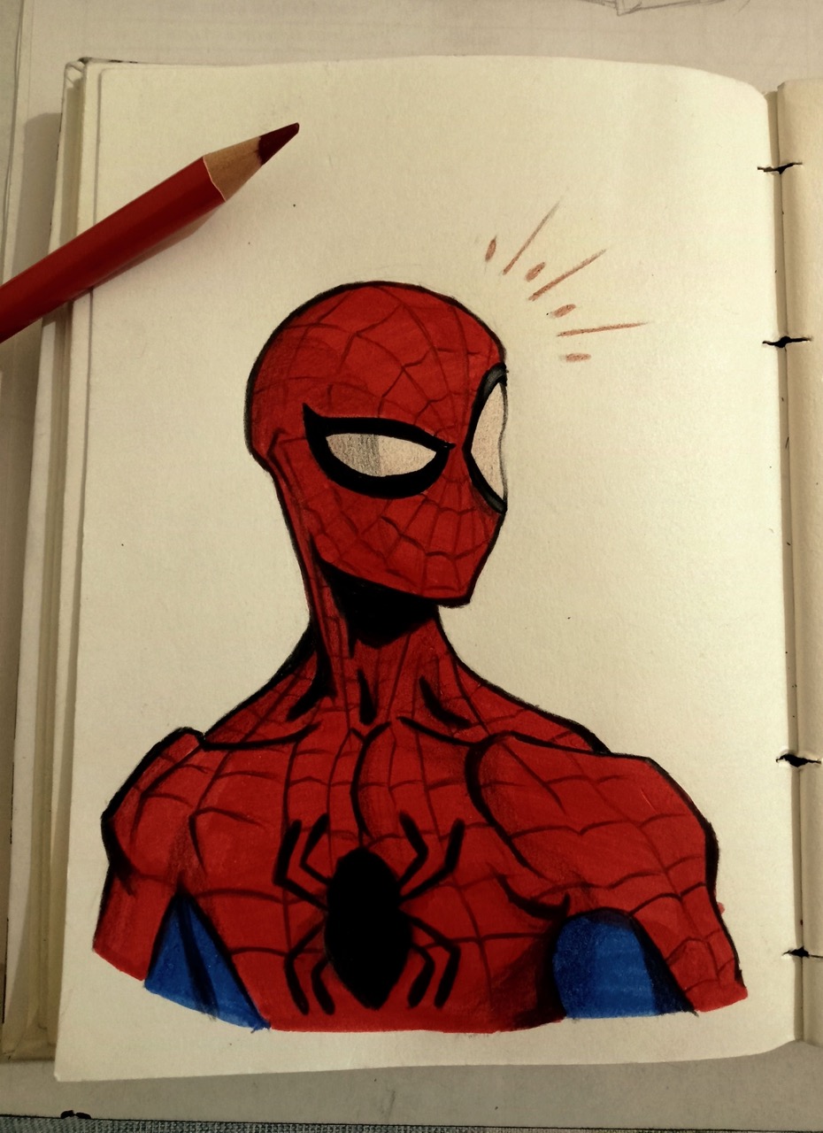 Spider-Man drawings: a character with a hood and webs to draw.