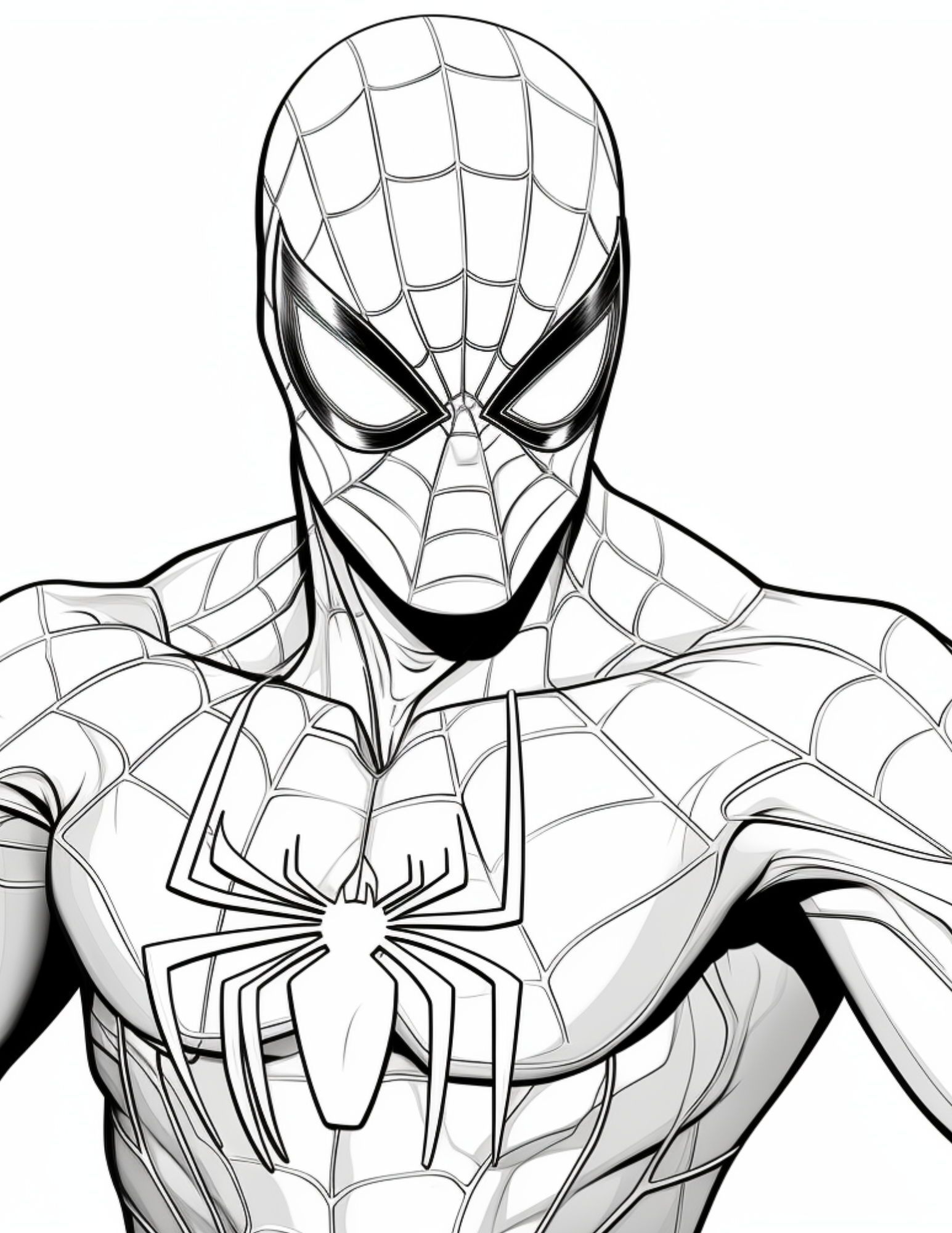 Spider-Man drawings: Spider-Man in a heroic pose to draw