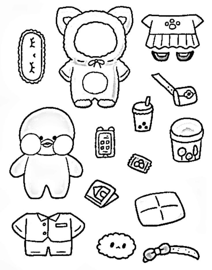 Paper Duck com comida divertida para imprimir e colorir